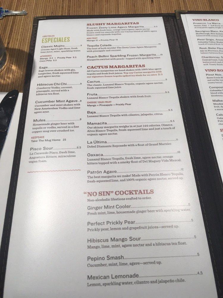 Menu at Cactus Restaurant Proctor, Tacoma