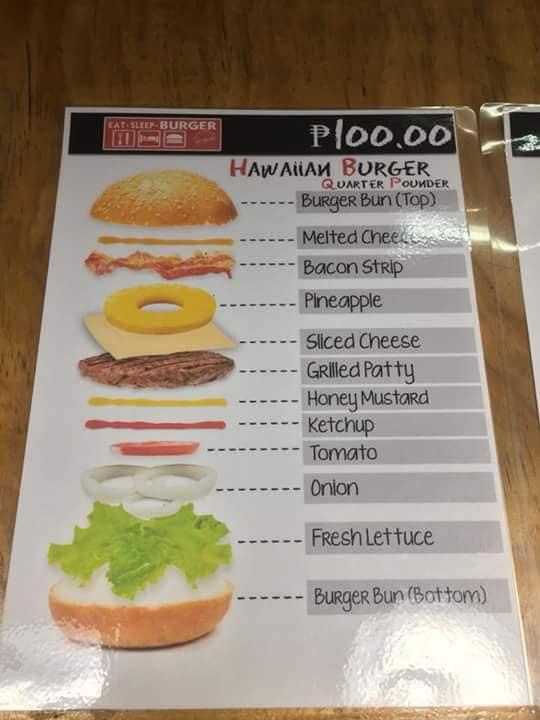 Menu at Eat • Sleep • Burger - Mambog restaurant, Bacoor