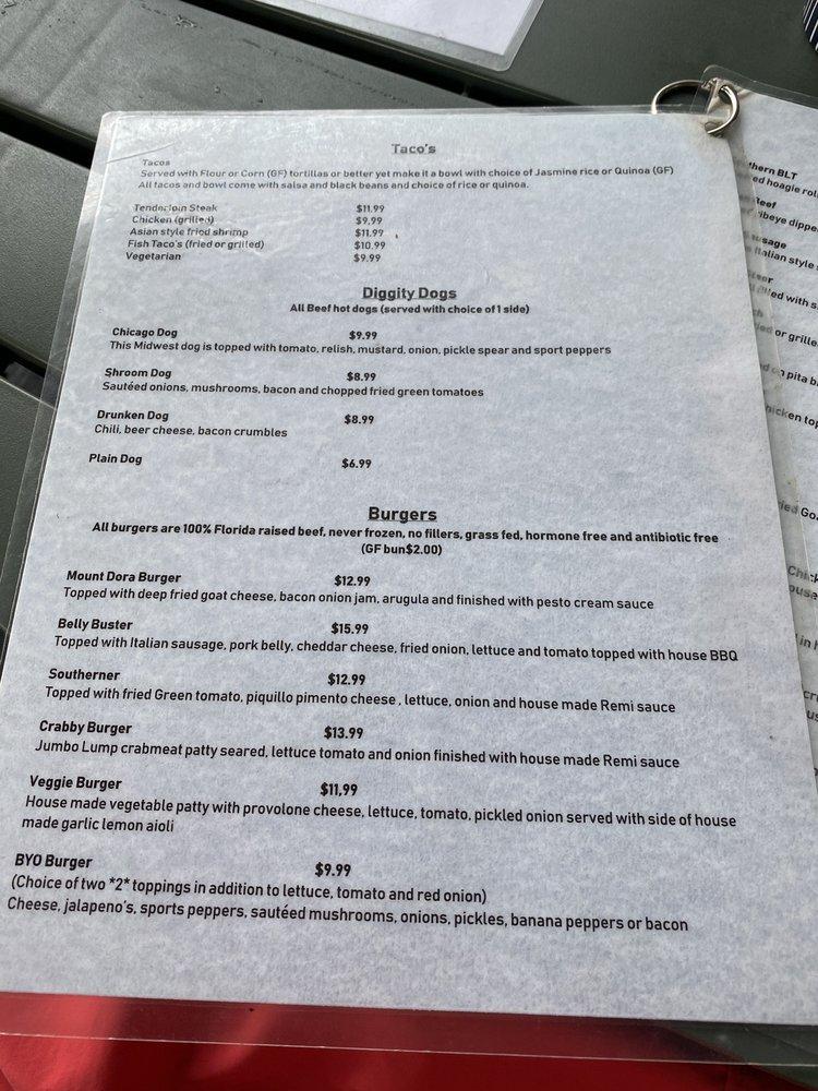 Menu at Fifth Avenue Streatery restaurant, Mount Dora