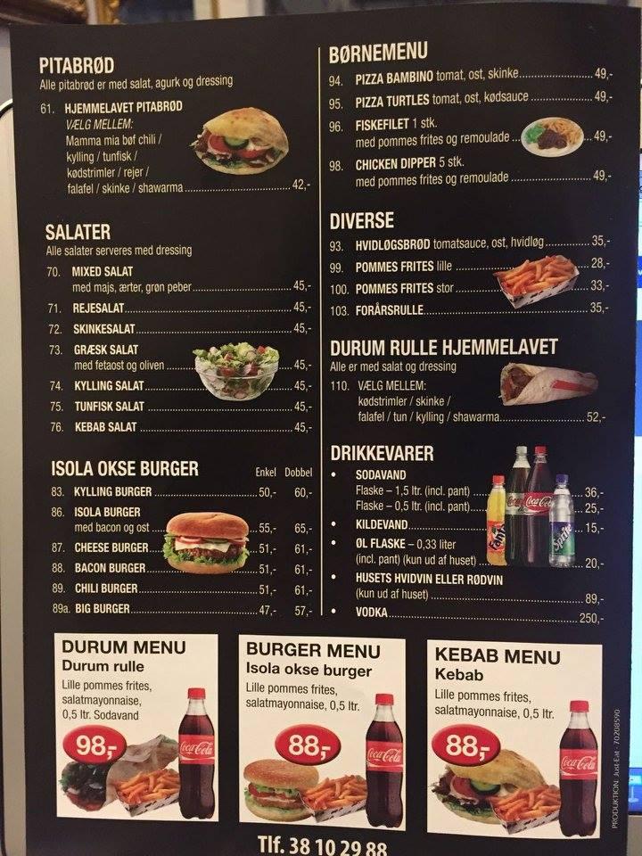 Menu at Isola Pizza pizzeria, Frederiksberg, Godthåbsvej 71