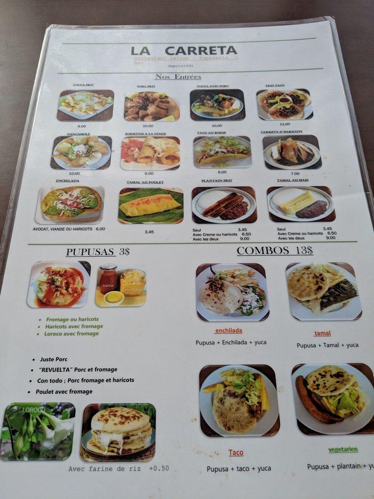 Menu at Restaurant La Carreta, Montreal
