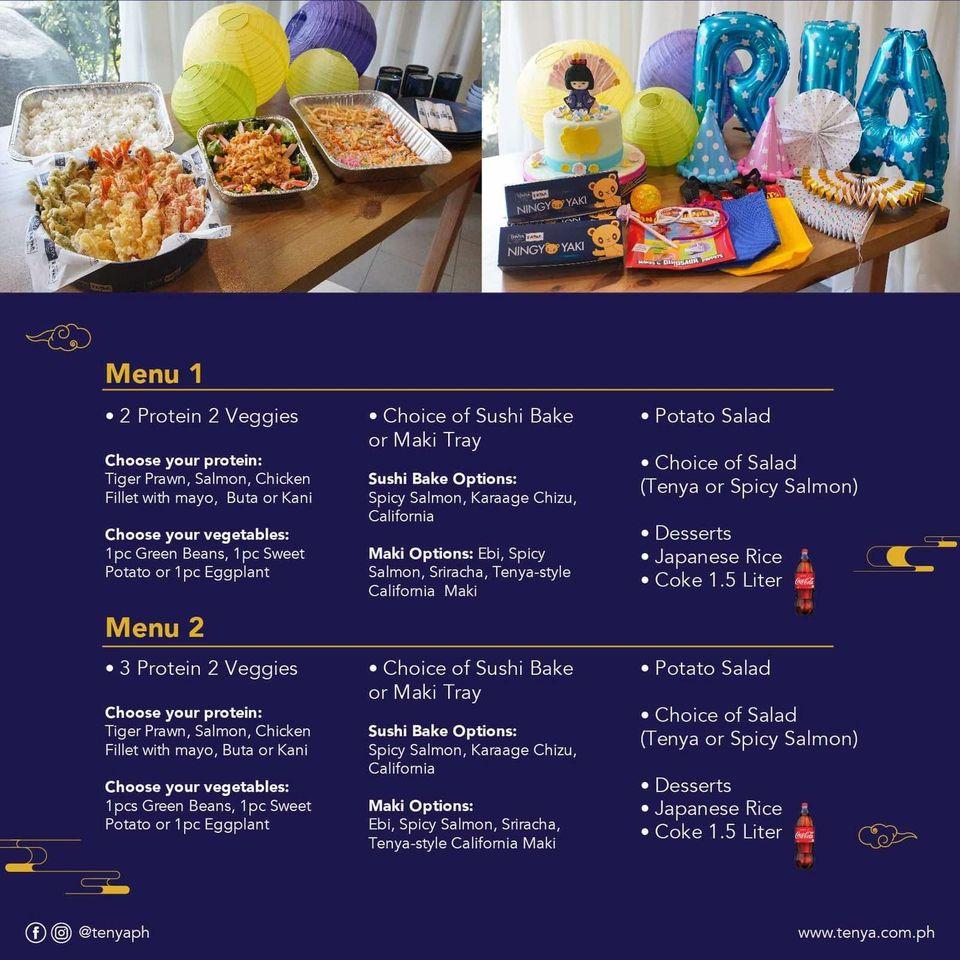 Menu at Tenya restaurant, Mandaluyong, SM Megamall