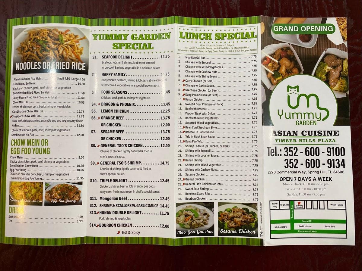 Menu at Yummy Garden restaurant, Spring Hill