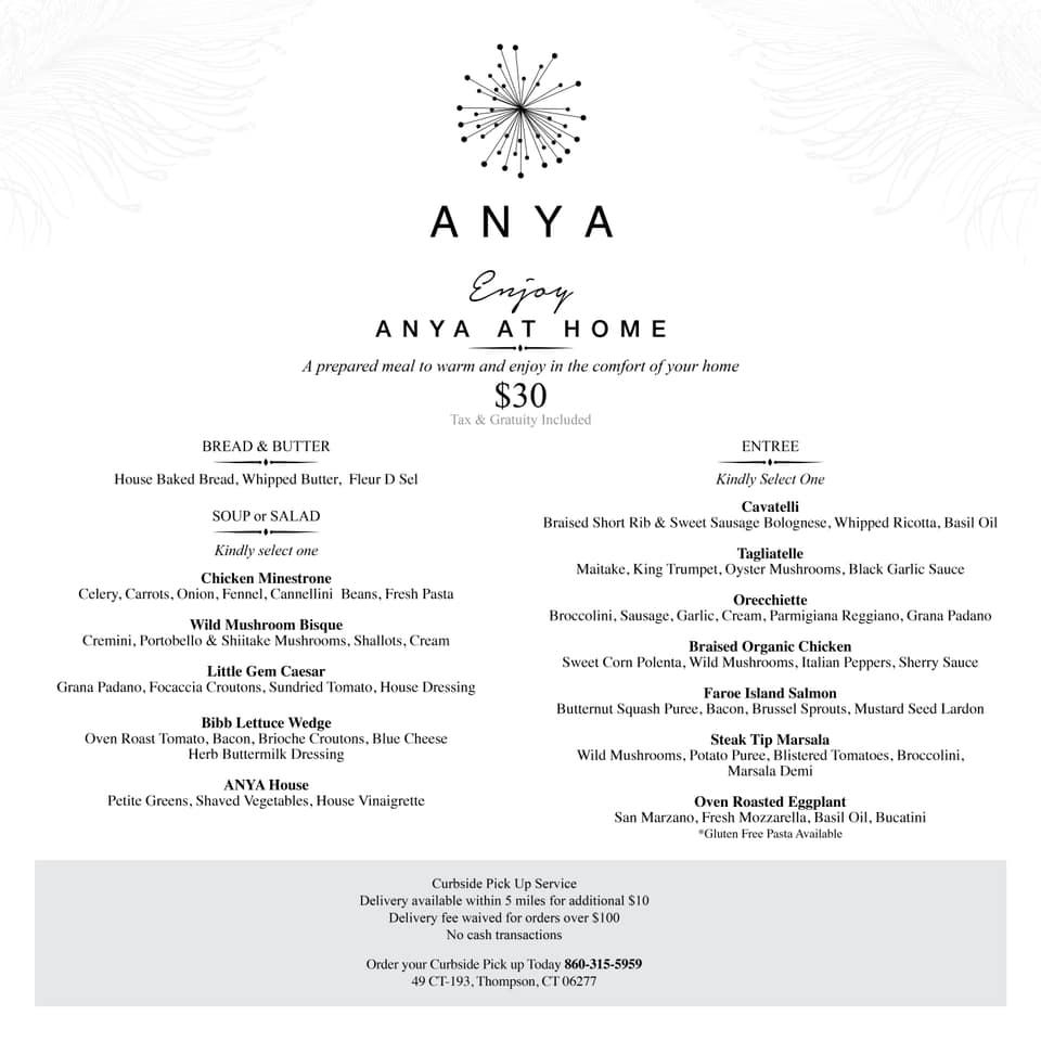 Menu at ANYA steakhouse, Thompson, 49 CT-193