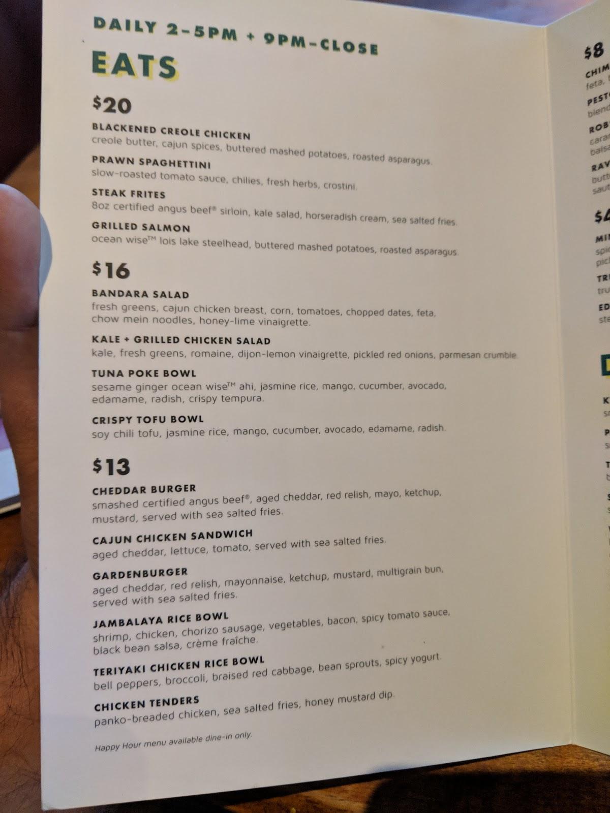 Menu at Cactus Club Cafe Banks Road, Kelowna, Banks Rd Unit 200