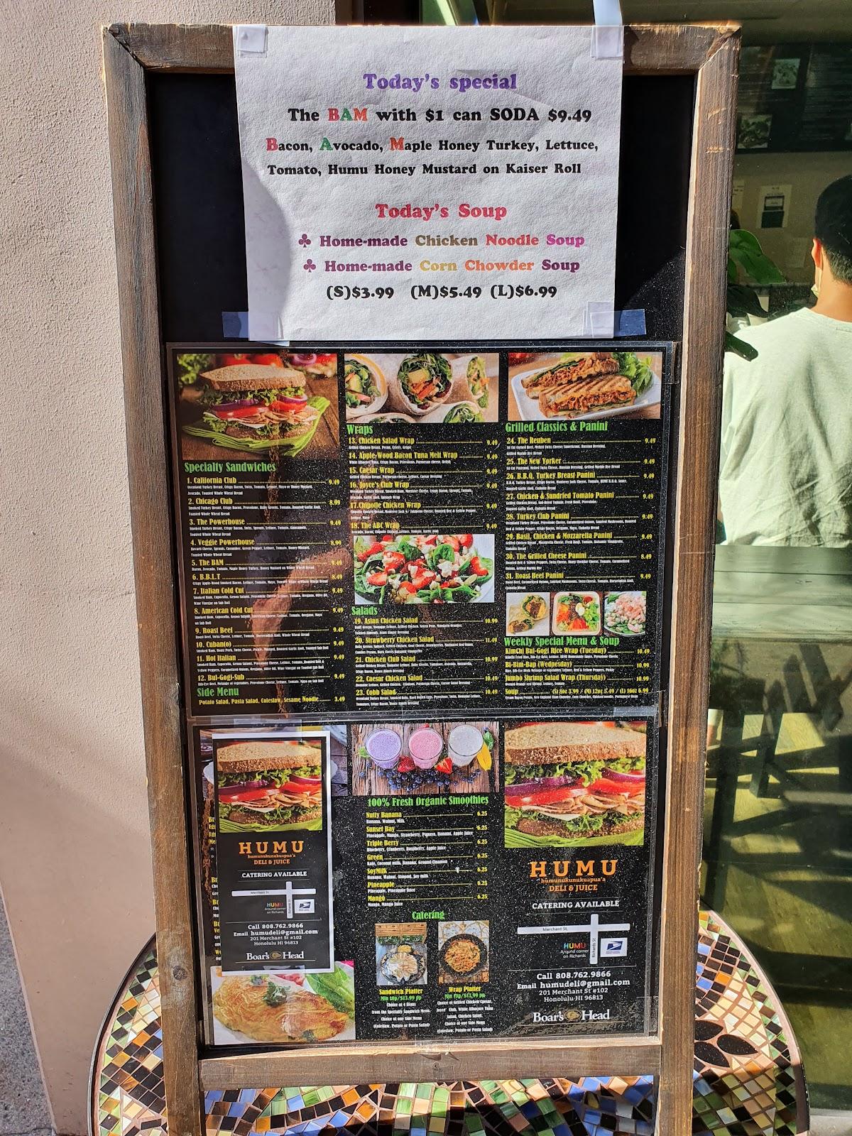 Menu at HUMU SANDWICH & SMOOTHIES pub & bar, Honolulu