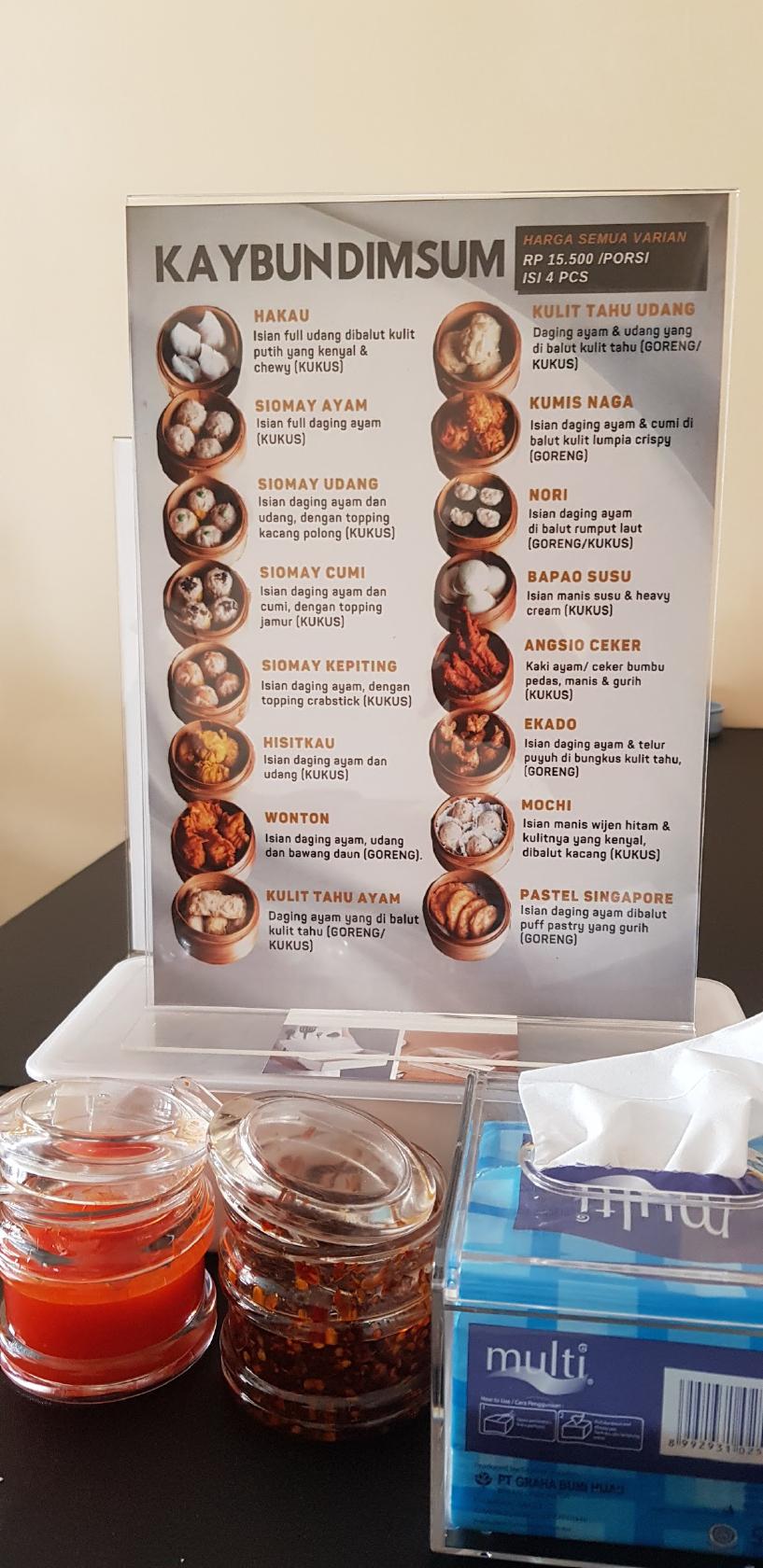 Menu at Kaybun Dimsum Purwakarta restaurant, Purwakarta