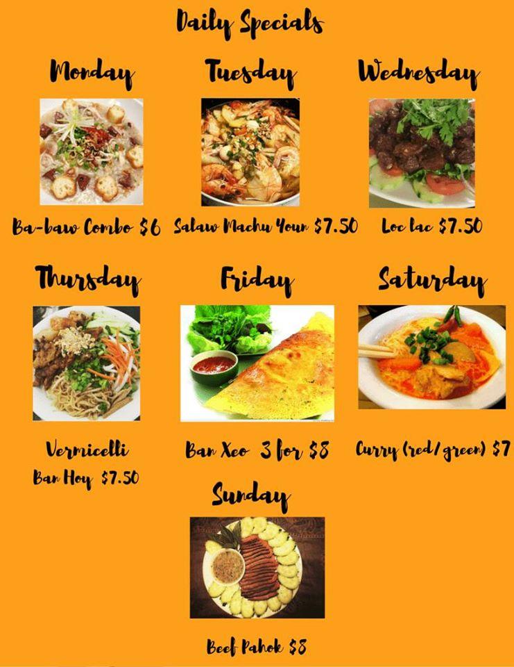 Menu at Khmer Family Cafe, Fresno