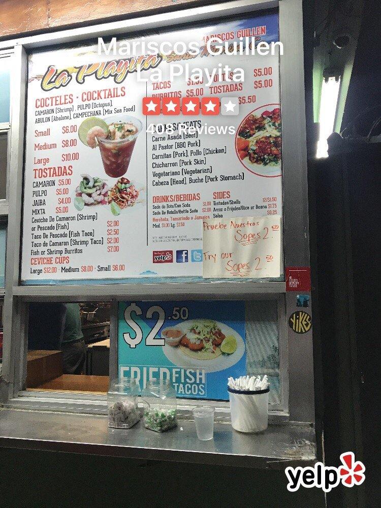 Menu at Mariscos Guillen La Playita restaurant, Santa Monica, CA-1