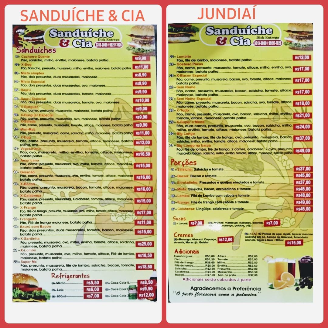 Menu em Sanduiche & Cia Jundiaí restaurante, Anápolis, Rua José Neto ...
