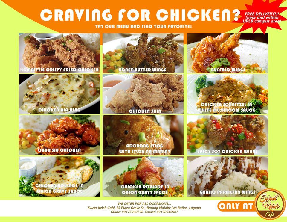 Menu at Sweet Keish restaurant, Los Baños