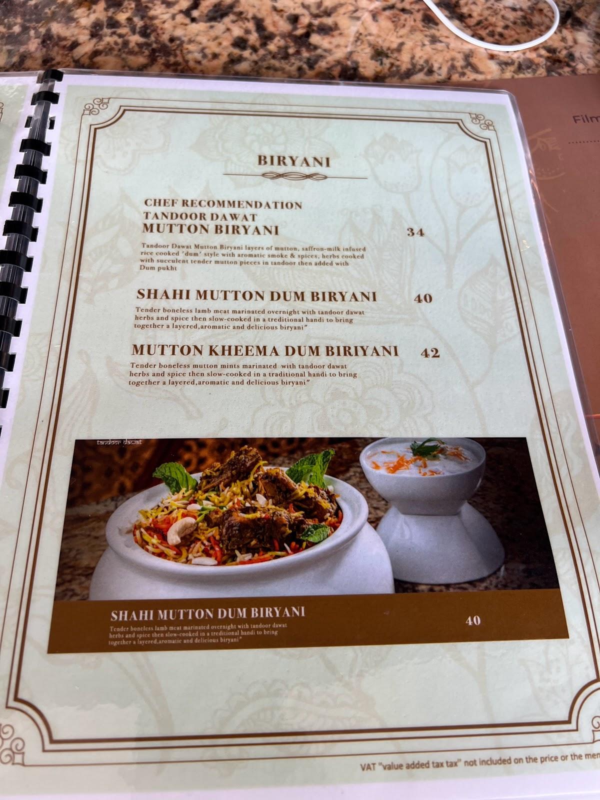 Menu at Tandoor Dawat Restaurant, Dubai
