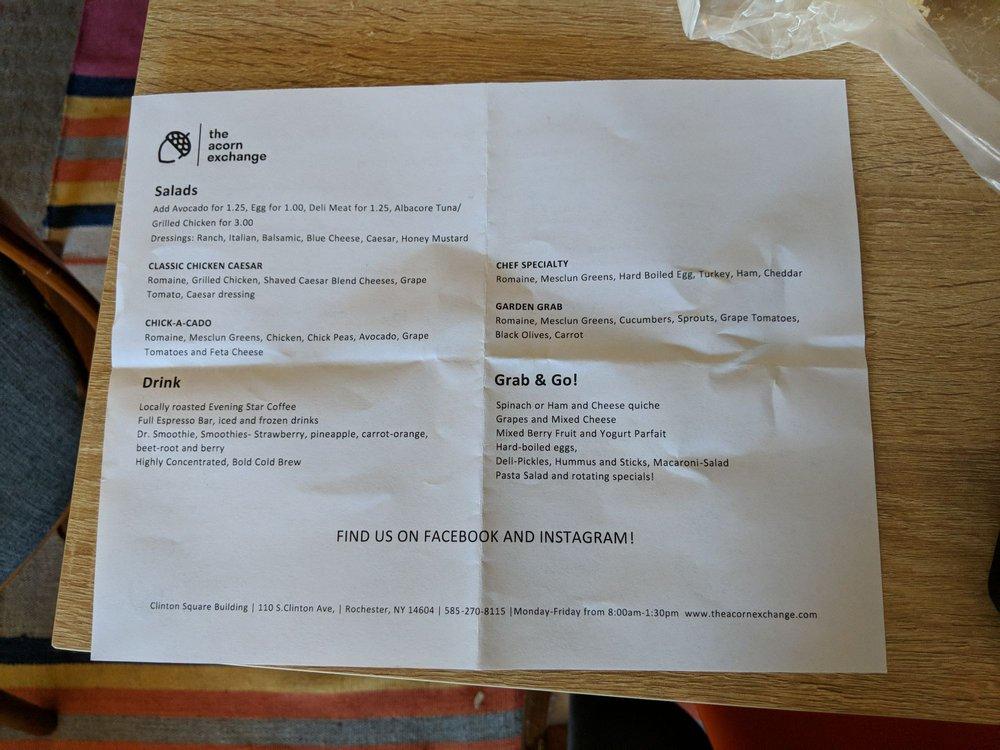 Menu at The Acorn Exchange restaurant, Rochester