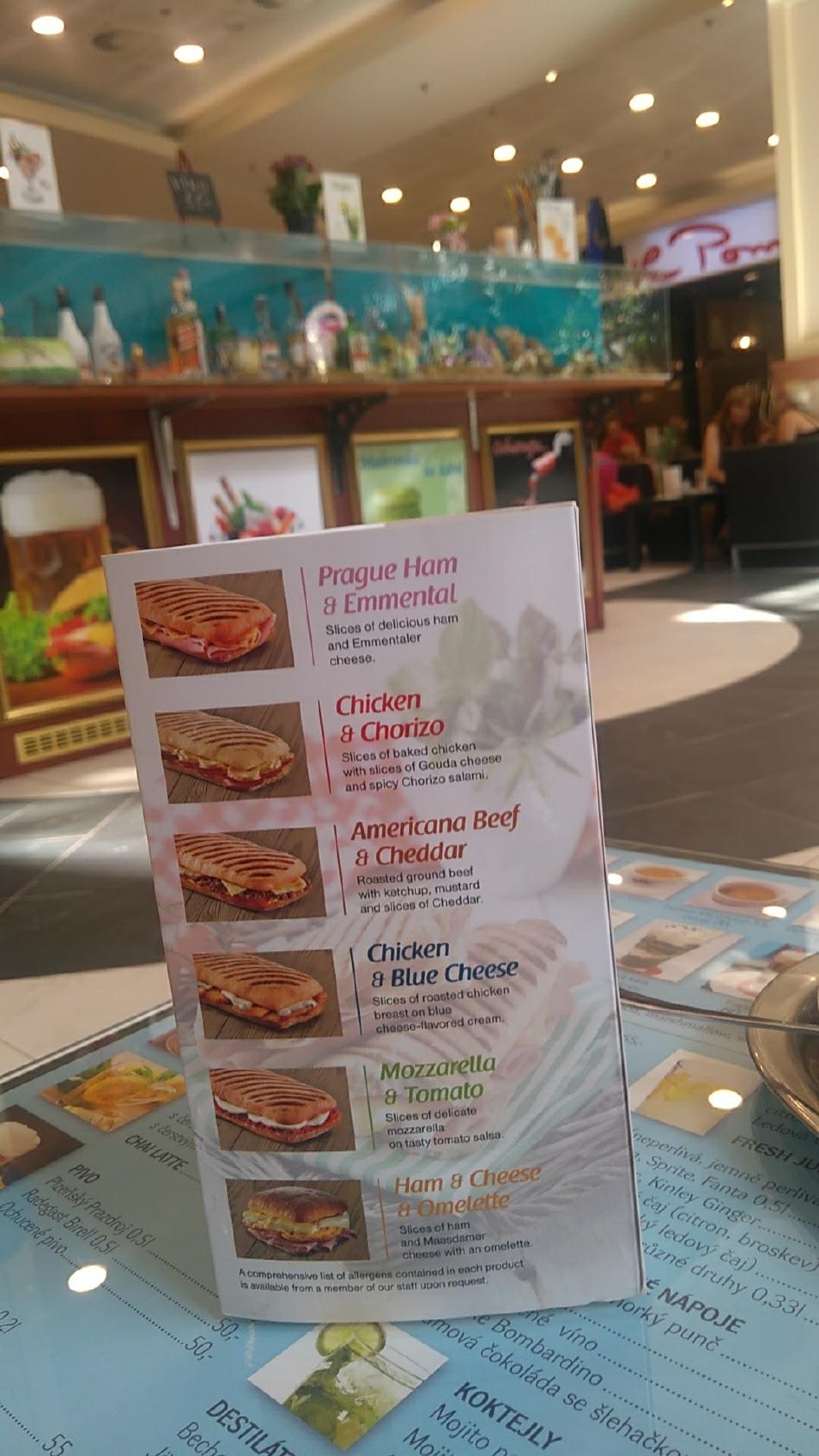 Menu at cool cafe, Prague