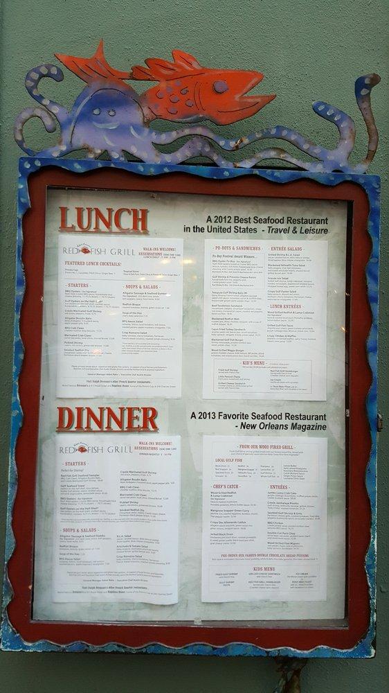 Menu at Red Fish Grill restaurant, New Orleans