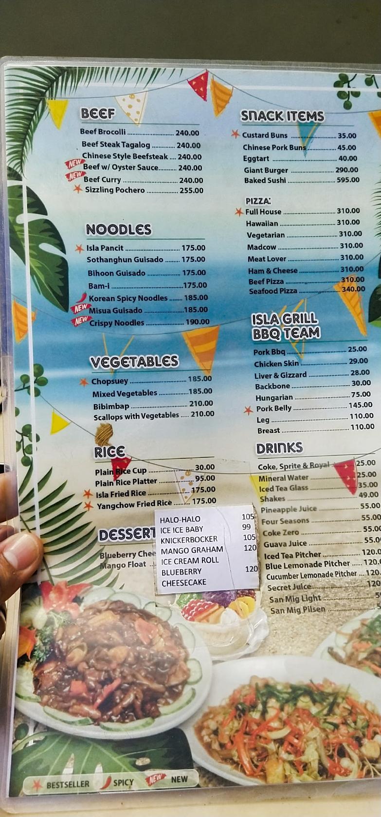Menu at Isla Grill Restaurant, Ozamiz City, 5V32+2W3