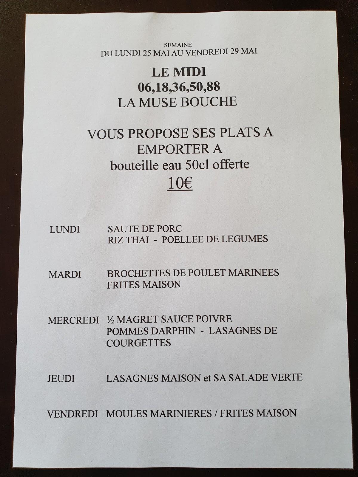 Menu at LA MUSE BOUCHE restaurant, Saint-Alban