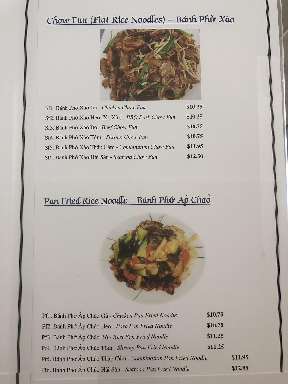 Menu at Pho Ong 8 restaurant, Wichita, E Harry St