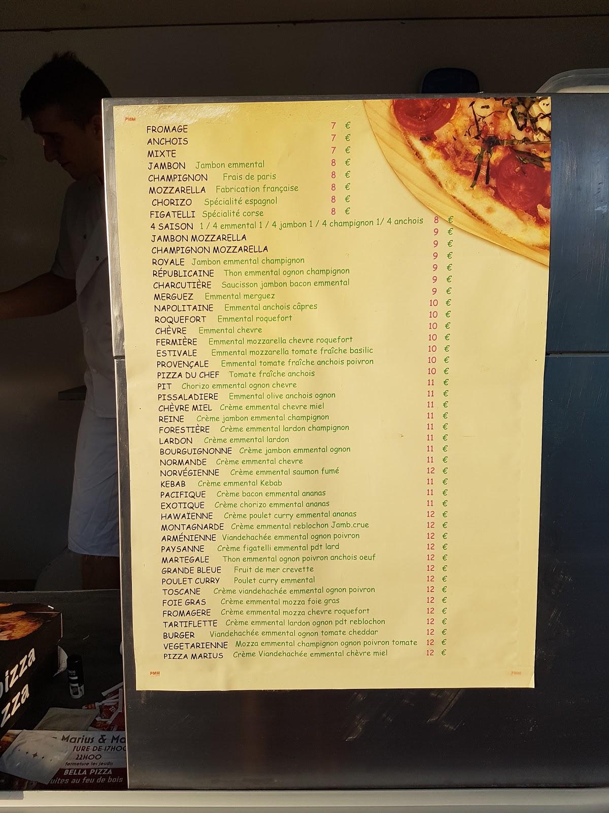 Menu at Pizza Marius et Manon pizzeria, Saint-Mitre-les-Remparts