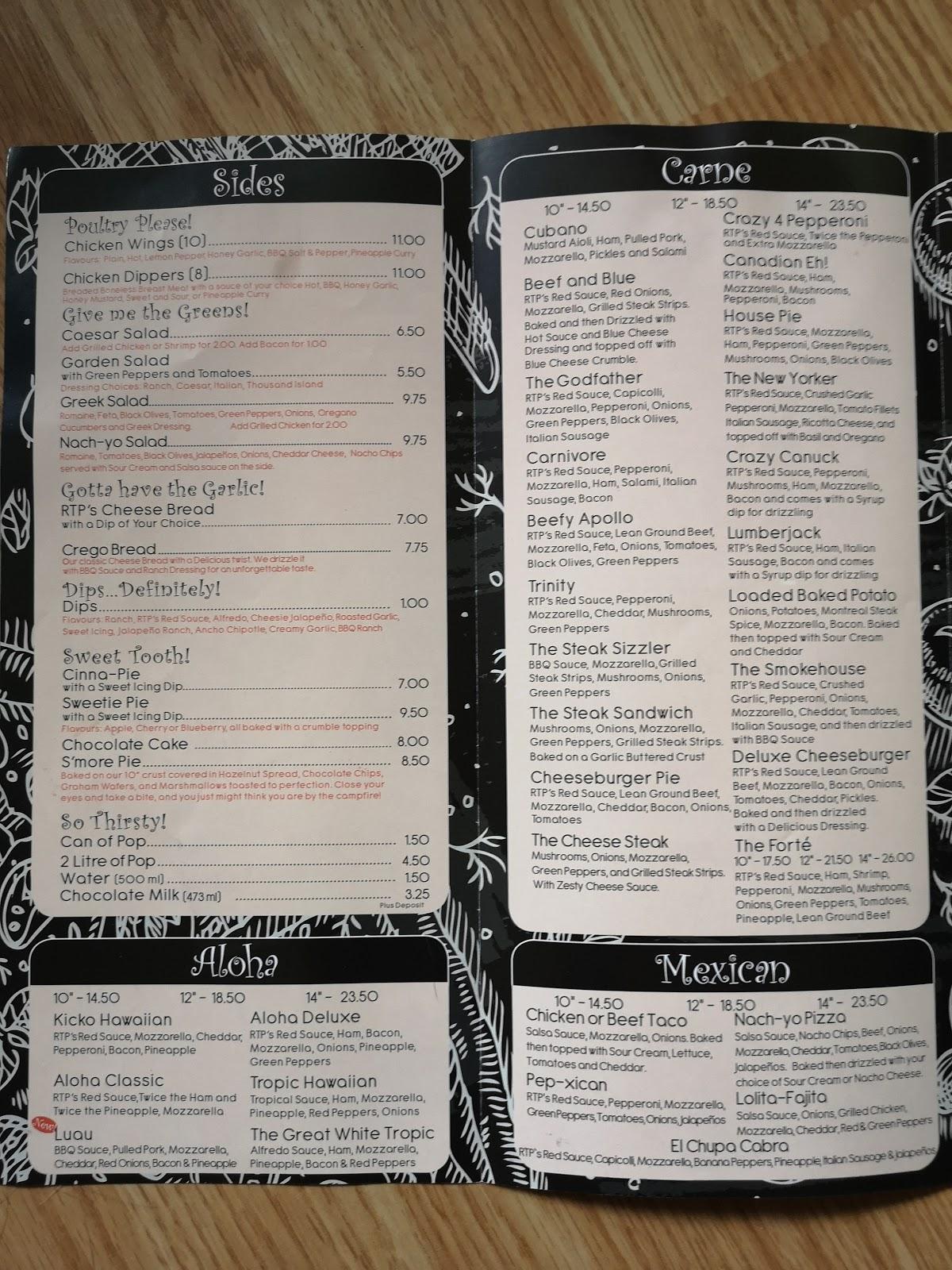 Menu at Red Tomato Pies pizzeria, Quesnel