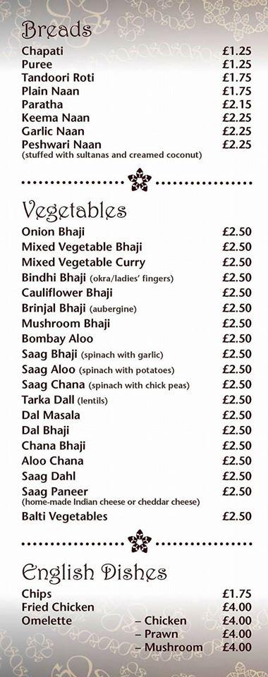 Menu at The Gandhi in Sandy restaurant, Sandy