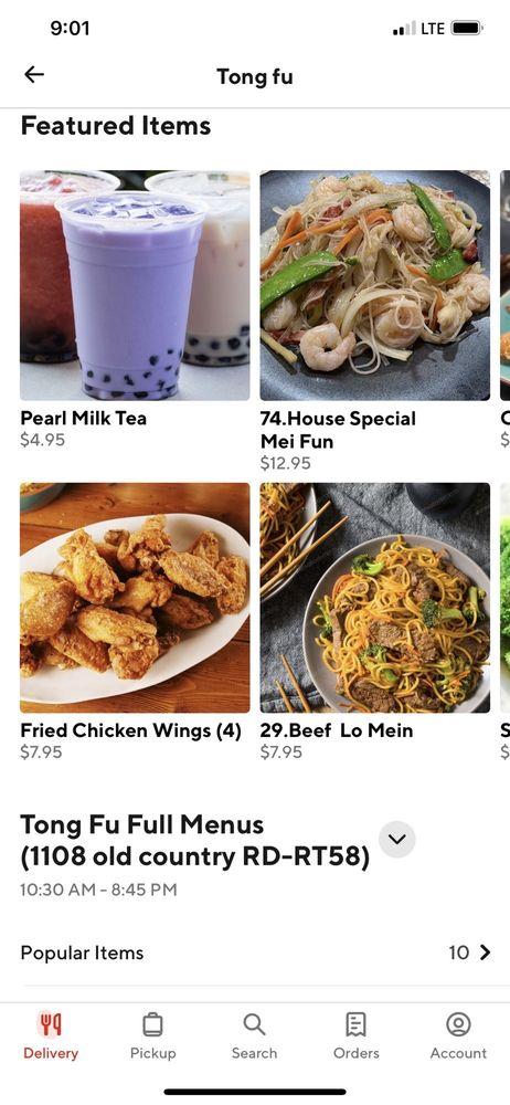 Menu at Tong Fu restaurant, Riverhead