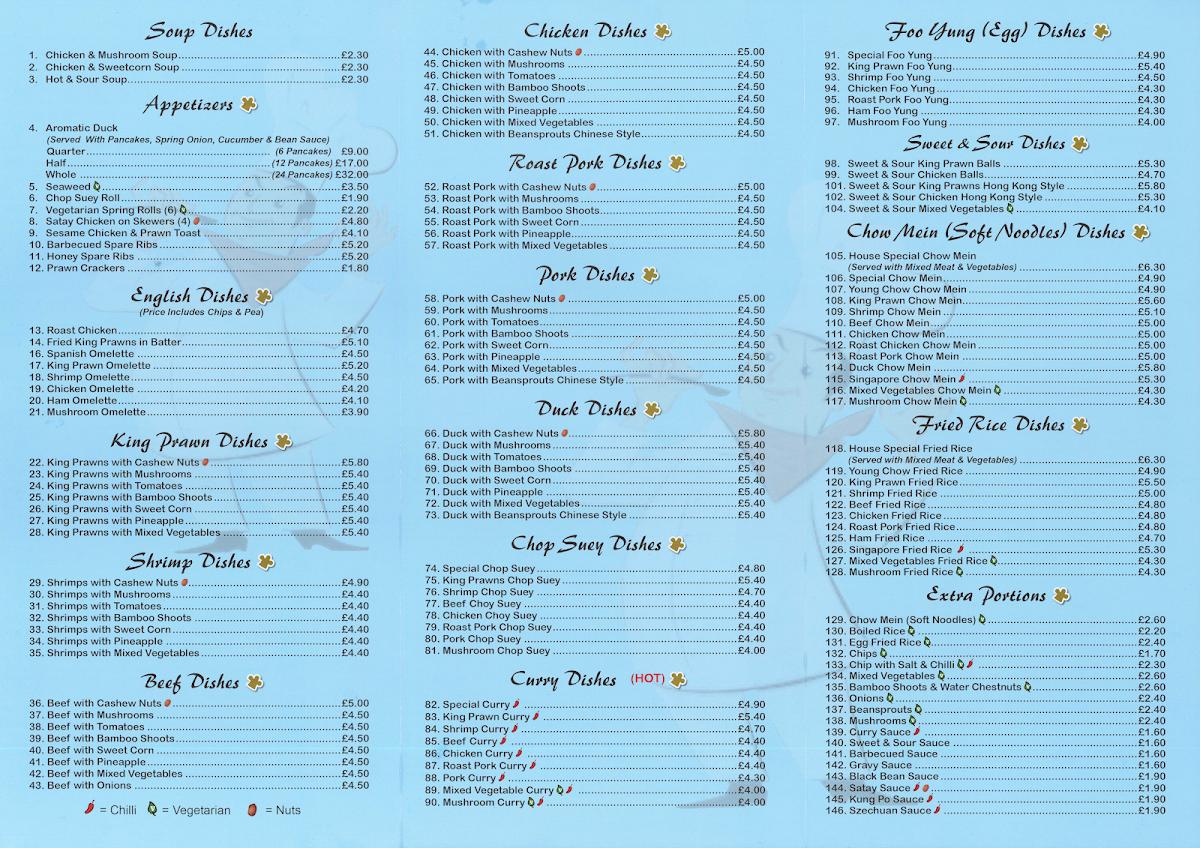 Wickersley Cantonese takeaway, Rotherham - Restaurant menu, prices and ...