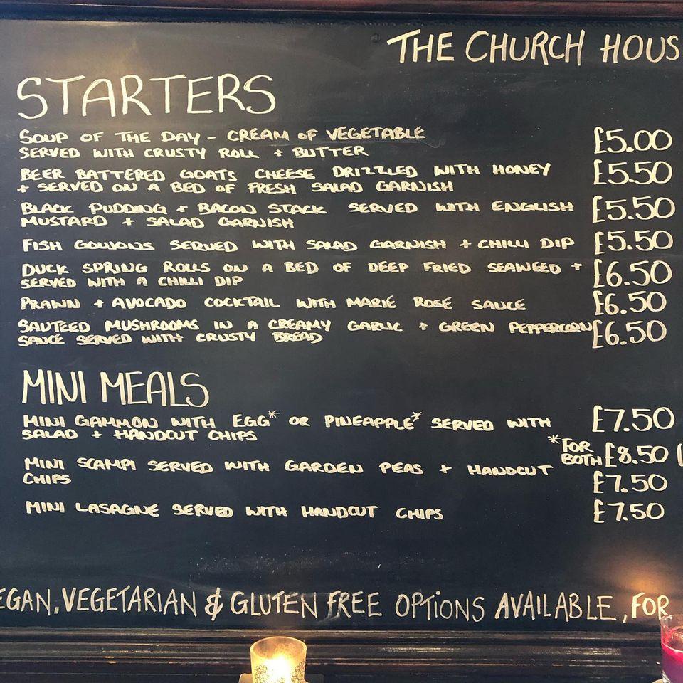 Menu at Church House Sutton pub & bar, Sutton