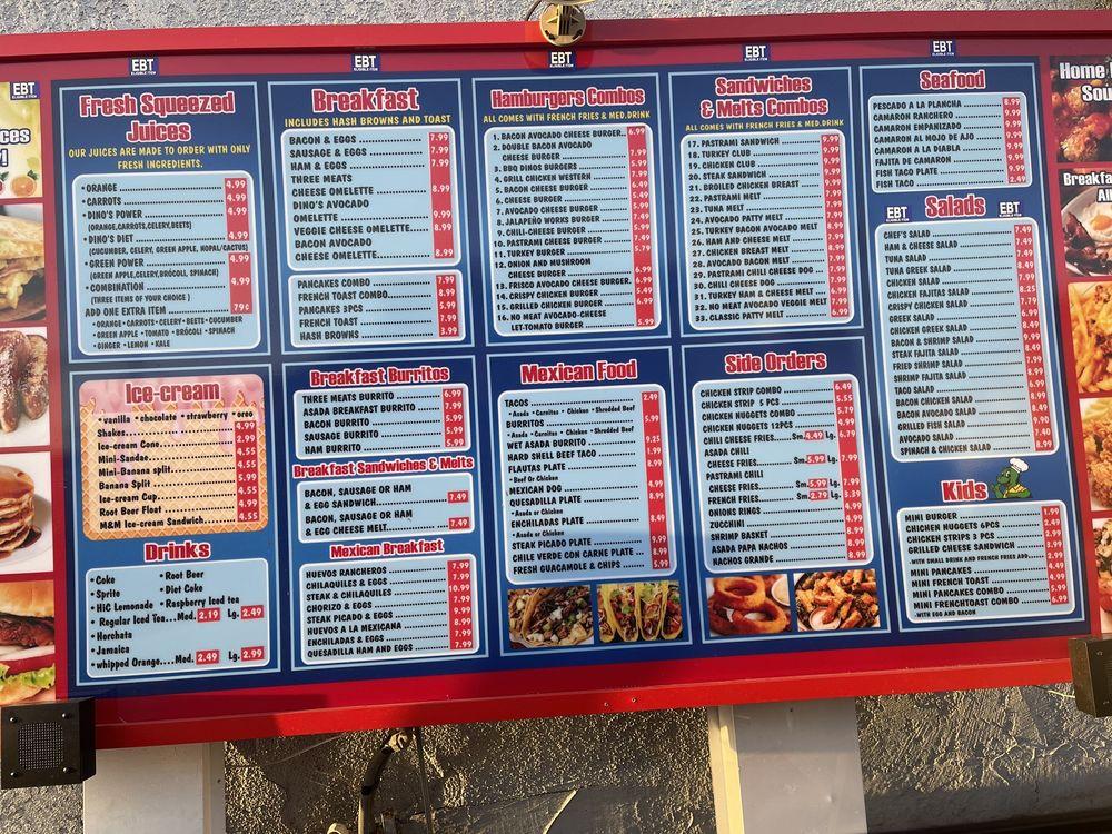 Menu at Dinos restaurant, Hawthorne