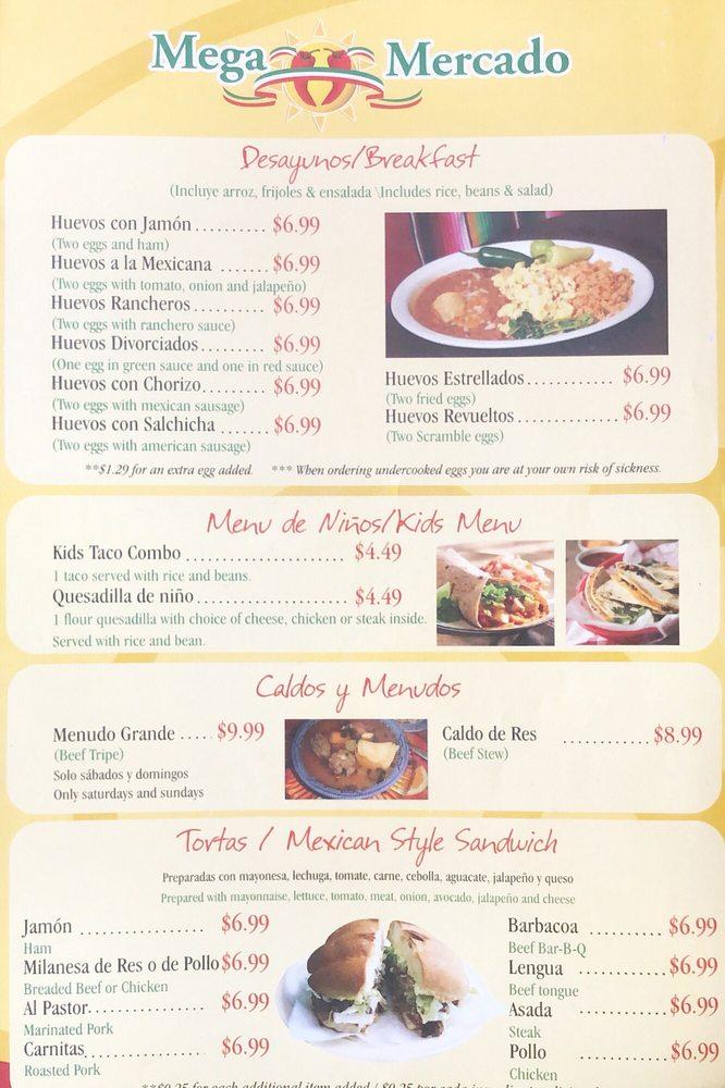 Menu at Mega Mercado restaurant, Lakeland