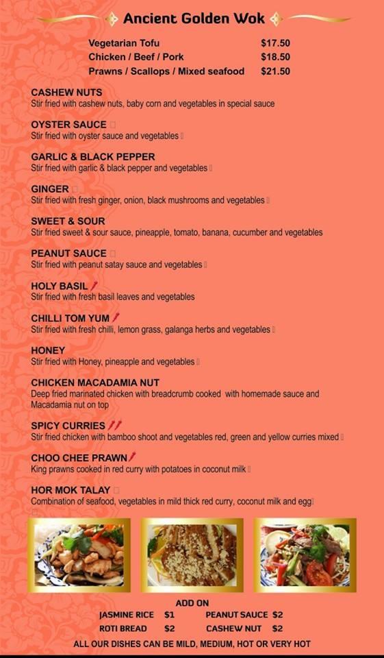 Menu at Nakontong Thai restaurant, Thames