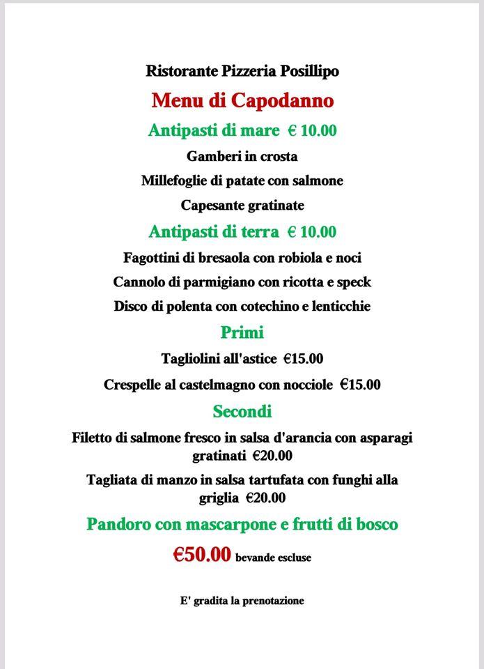 Menu da Ristorante Pizzeria Posillipo, Montebello, Via Don Luigi Orione