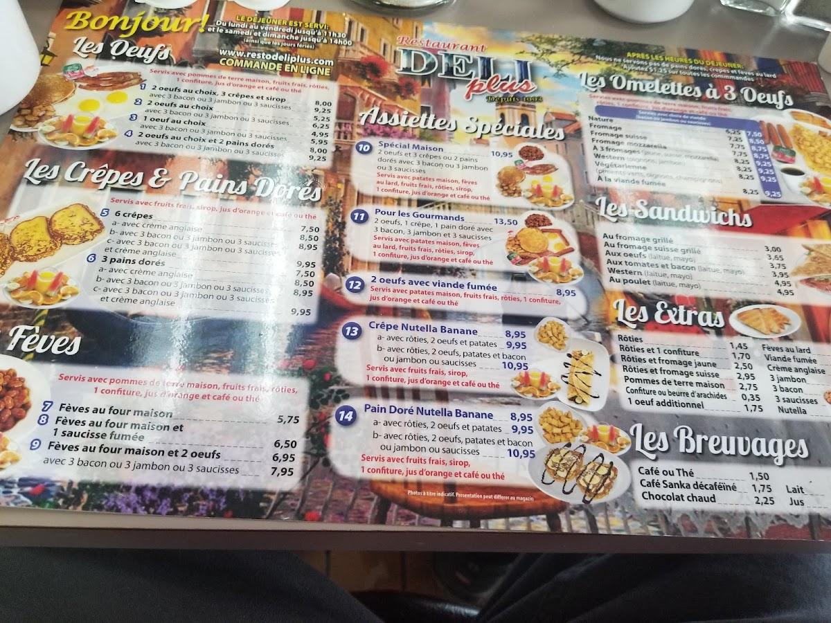 Menu au Restaurant Deli Plus, Montréal
