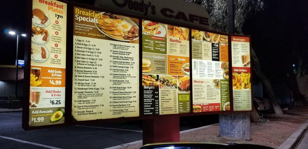Menu at Goody's Cafe Thousand Palms, Thousand Palms, Varner Rd
