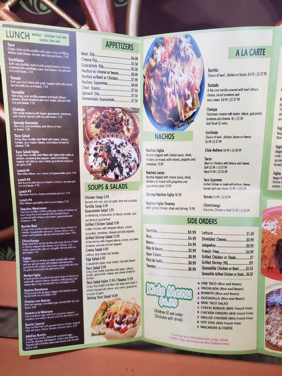 Menu at Lime Tequila restaurant, Port Charlotte