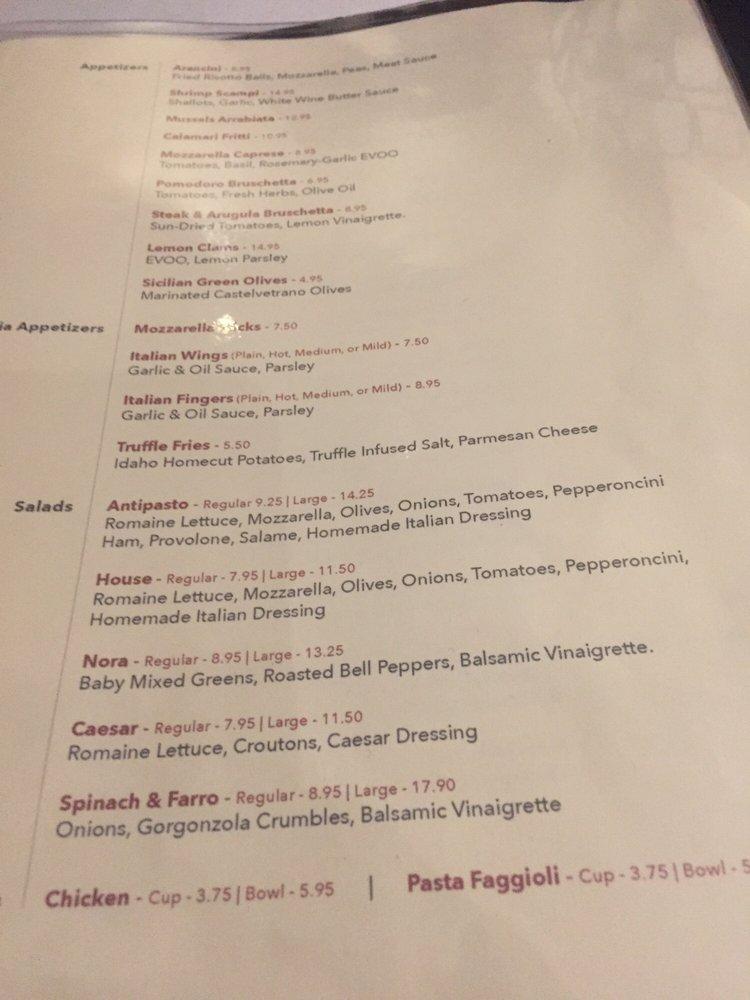 Menu at Nora's Italian Cuisine pub & bar, Las Vegas, 5780 W Flamingo Rd