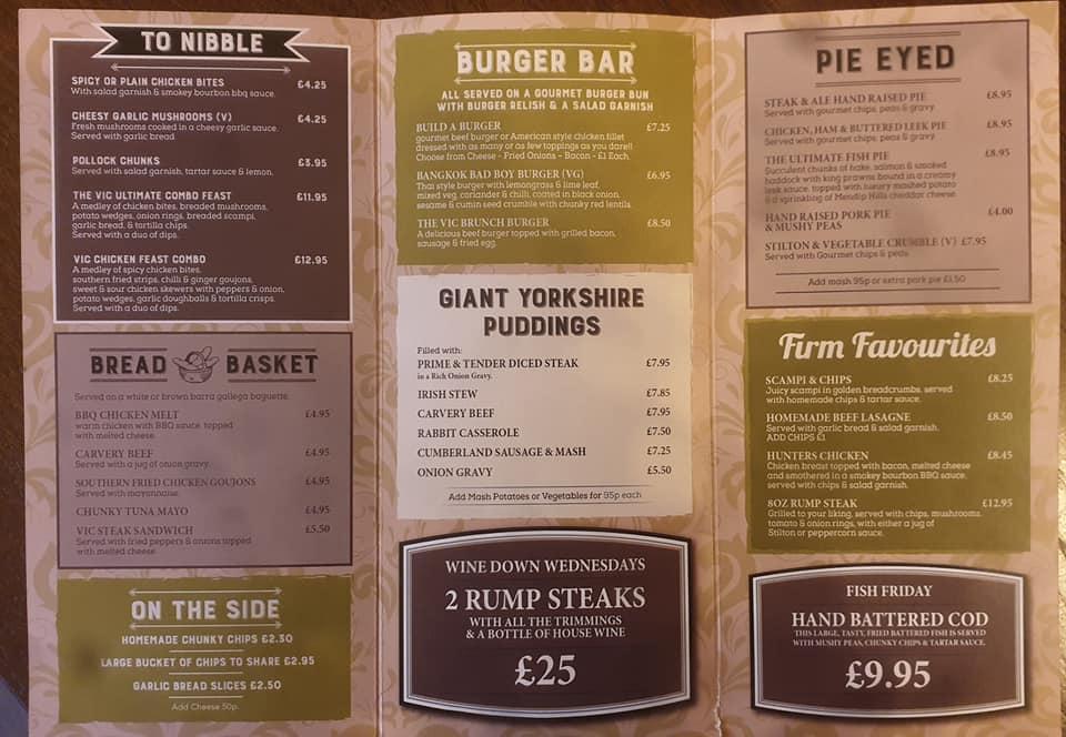 Menu at VICTORIA HOTEL pub & bar, Castleford, 63 Main St