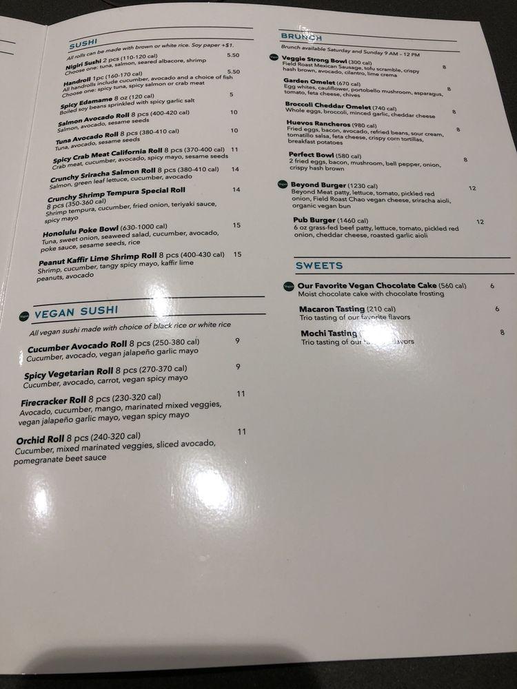 Menu at Two Tides Bar, Honolulu