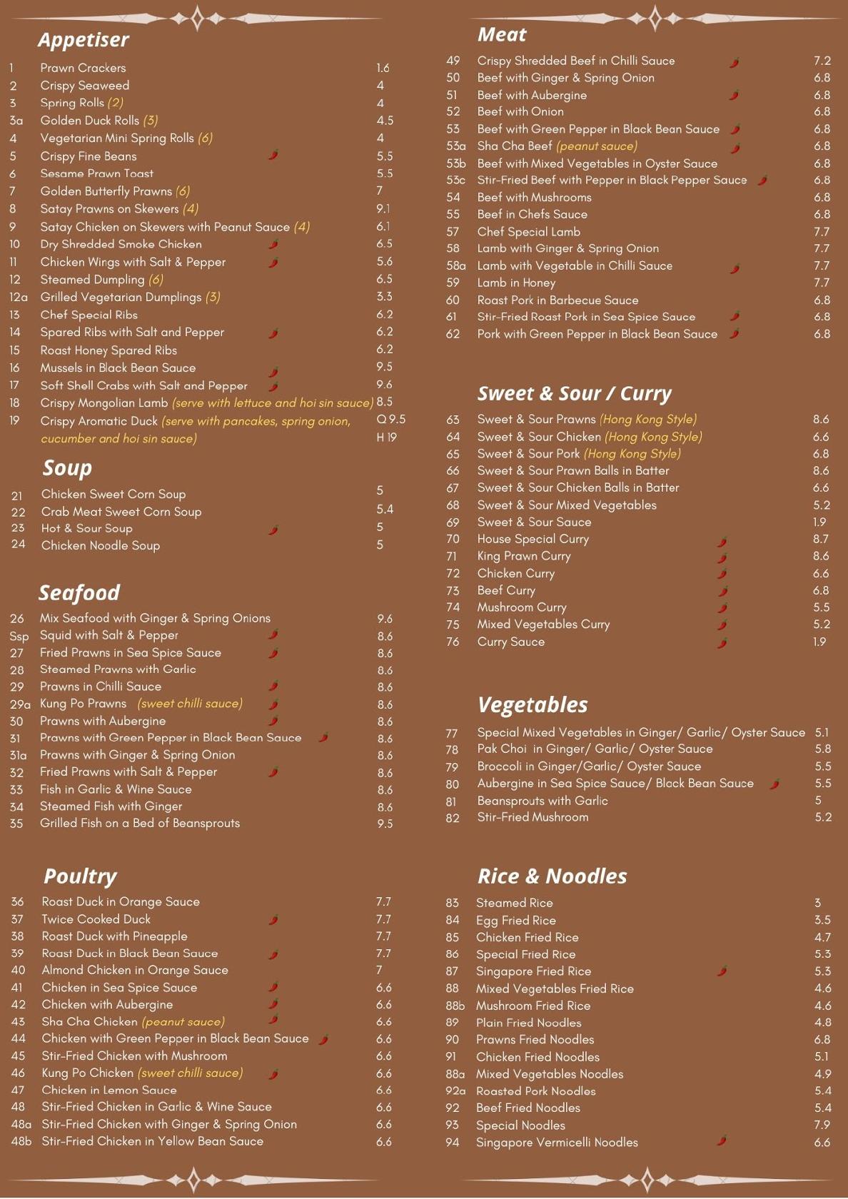 Menu at Ume Restaurant, Claygate, 4 The Parade