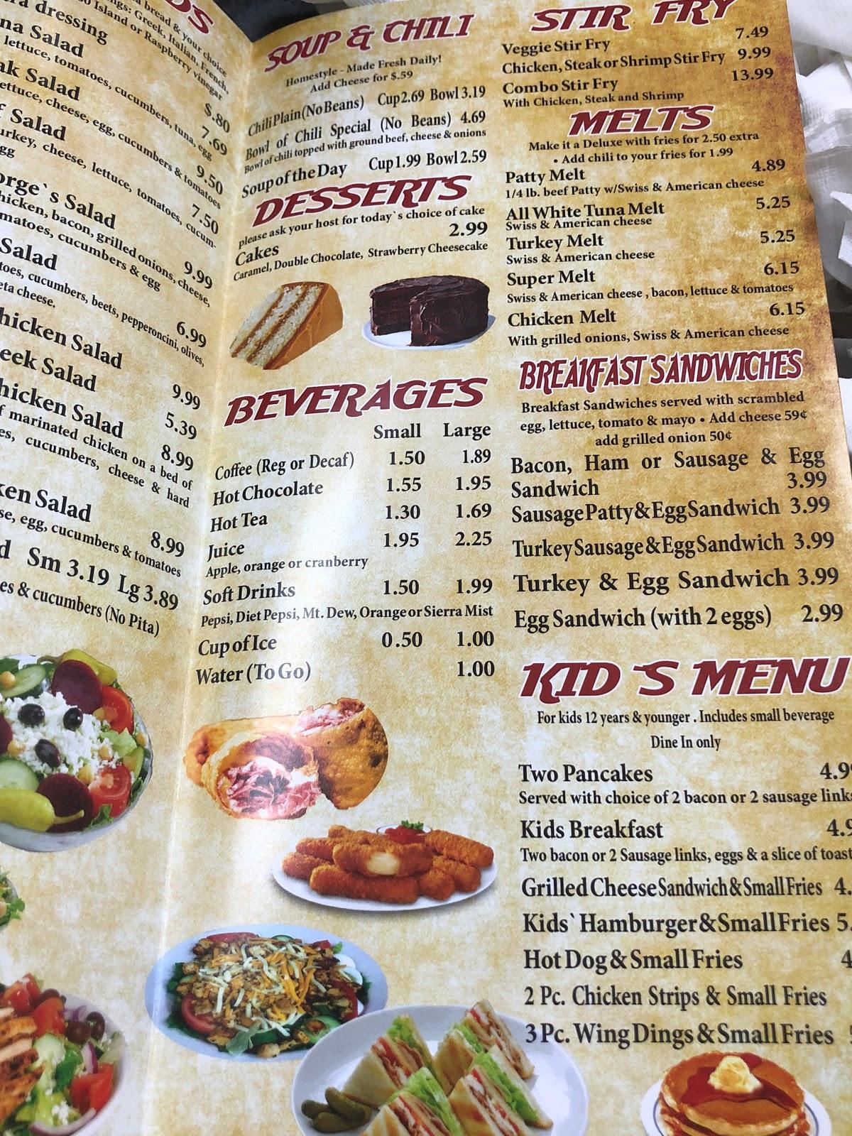 Menu at L George's Coney Island restaurant, Detroit, W Warren Ave