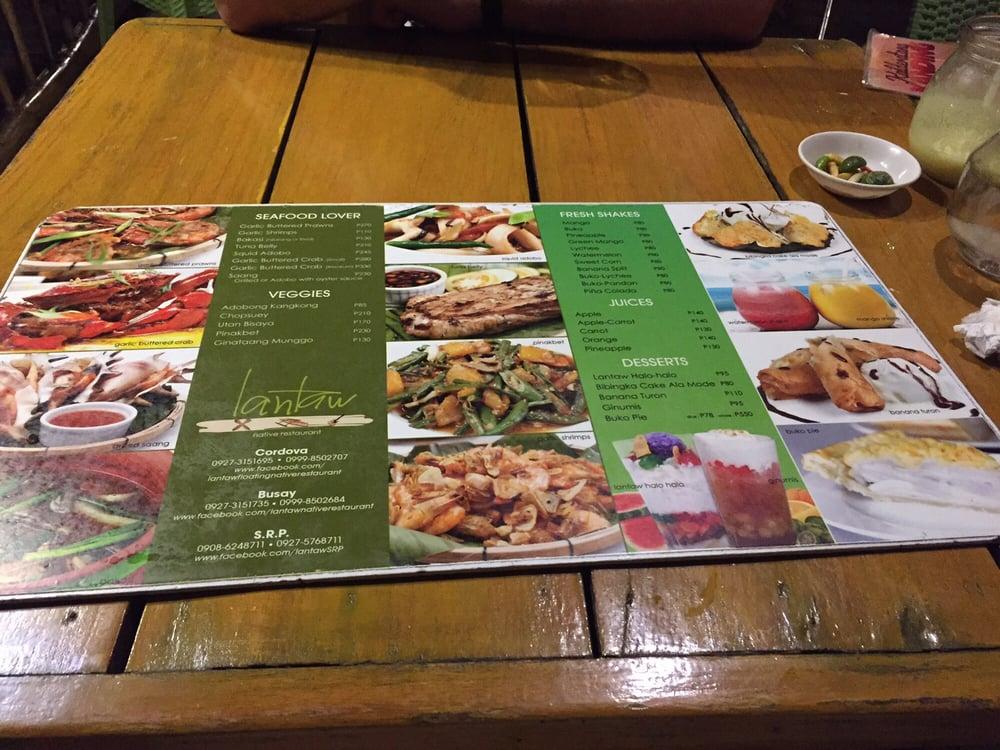 Menu at Lantaw Floating Native Restaurant - Cordova, Cebu City