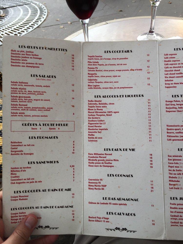 Menu au Le Rostand café, Paris