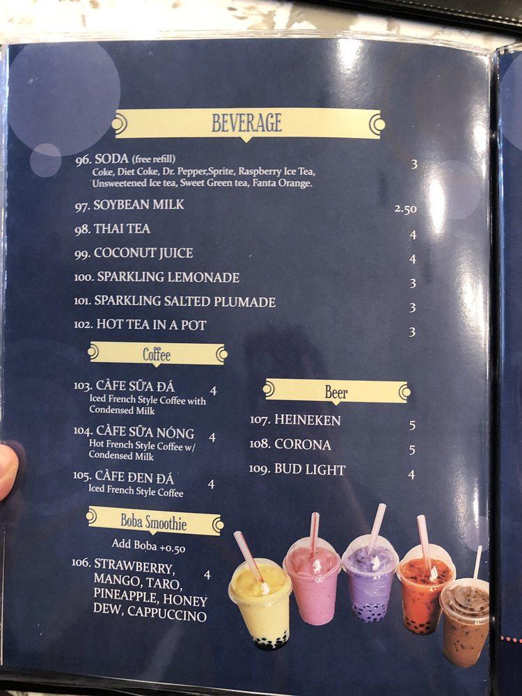 Menu at Pho 77 Rialto restaurant, Rialto