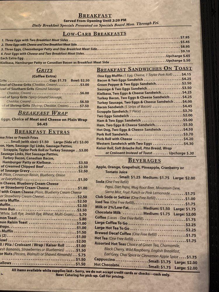 Menu at Café Madison Holland restaurant, USA