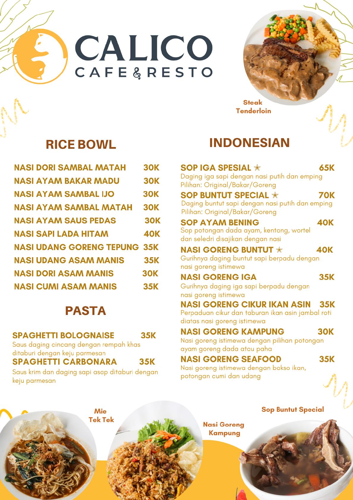Carta de Calico Cafe & Resto, Karawang