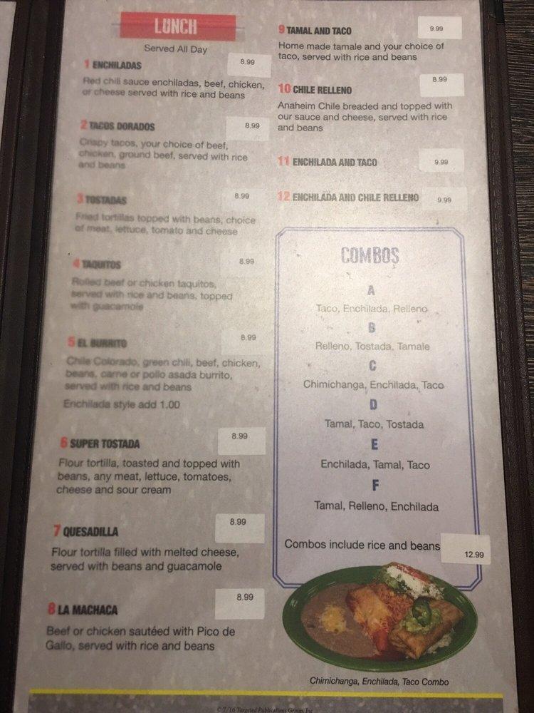 Menu at El Sarape Restaurant, Parker