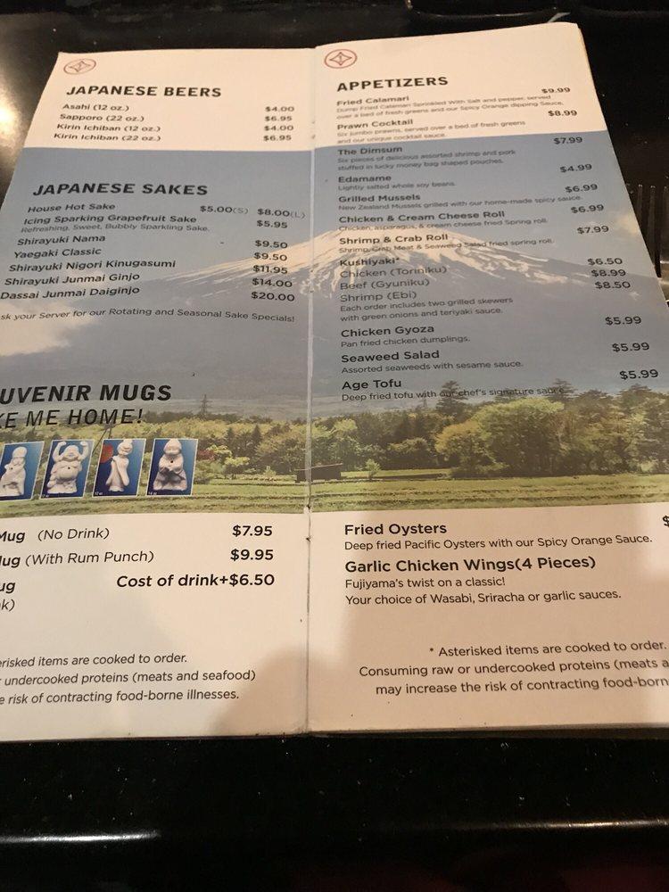 Menu at Fujiyama Japanese Steakhouse, Olympia, Capital Mall Dr SW