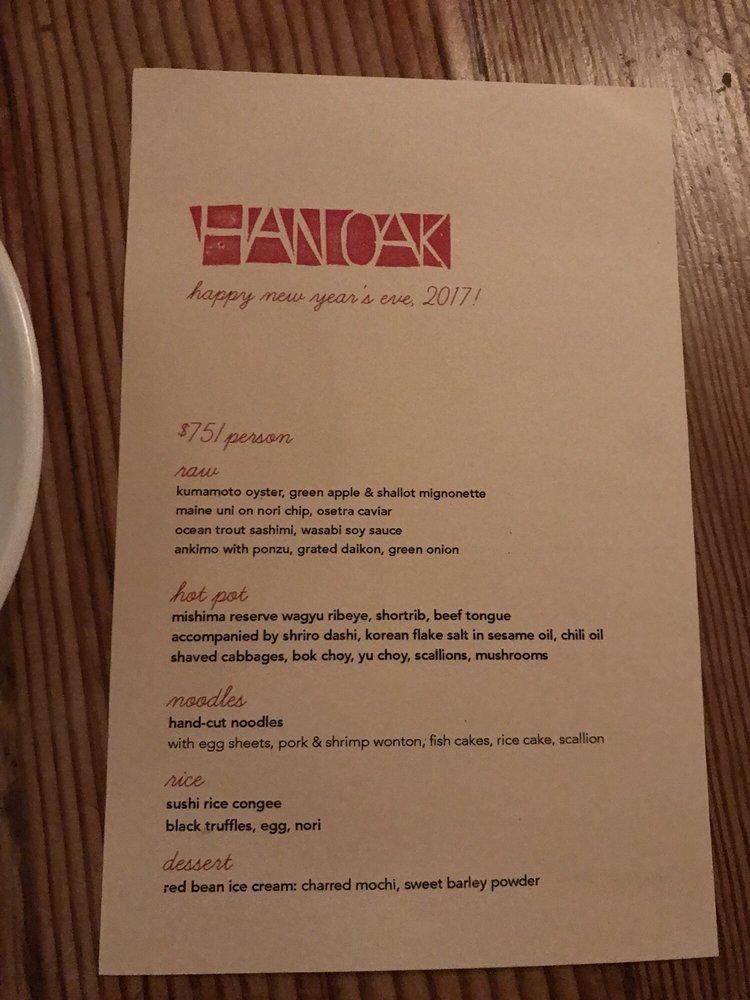 Menu at Han Oak Restaurant LLC, Portland