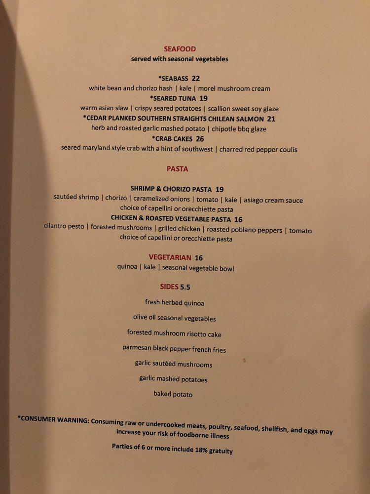 Menu at Allegheny Mariner restaurant, Kittanning