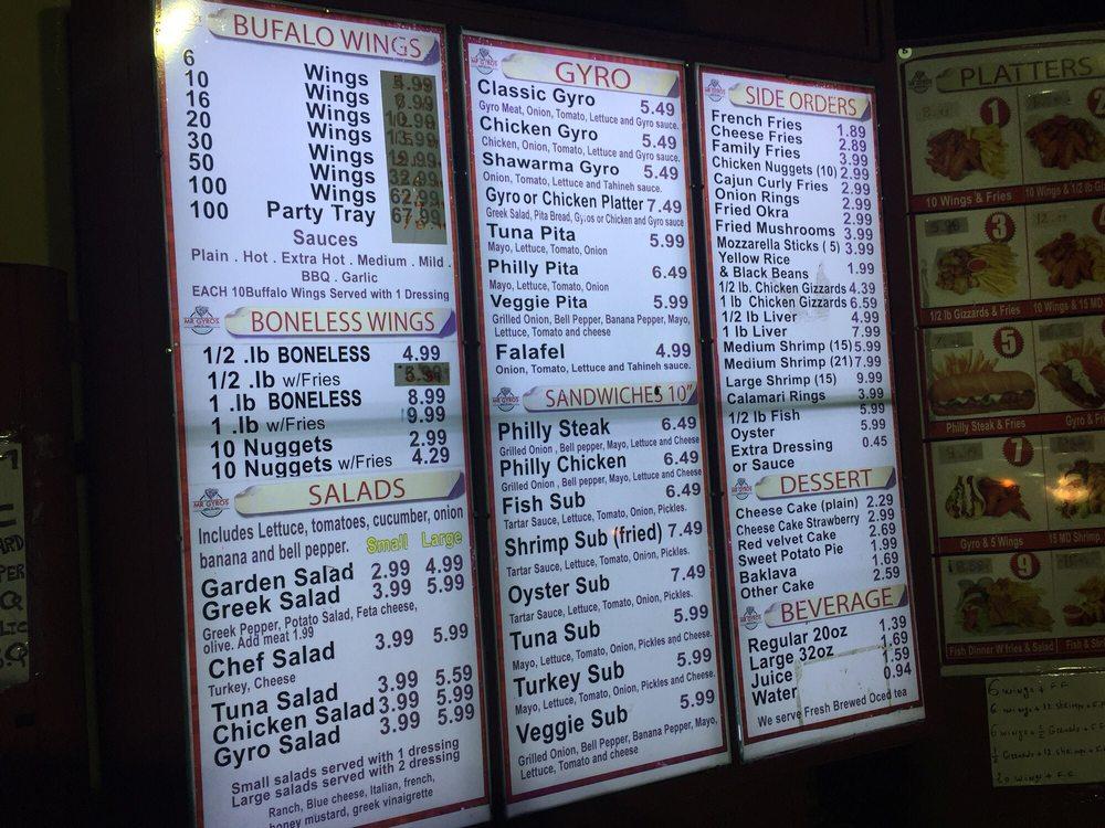 Menu at Mr Gyros restaurant, Orlando, W Colonial Dr
